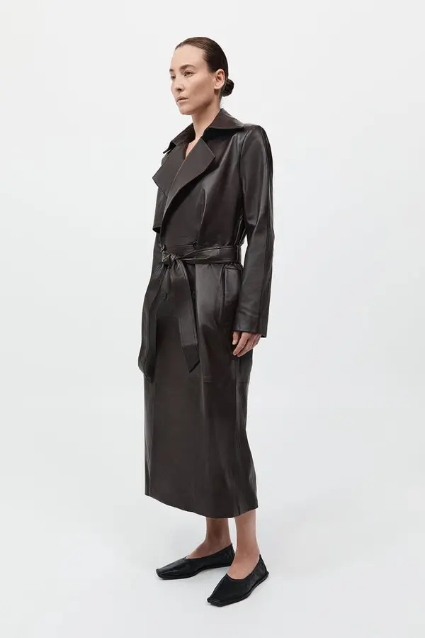 ST. AGNI Leather Trench Coat