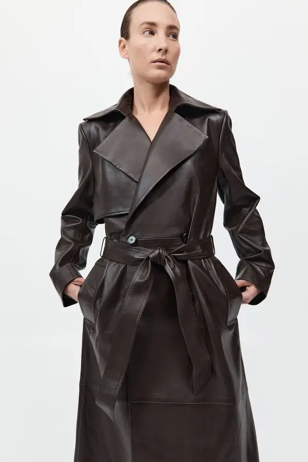 ST. AGNI Leather Trench Coat