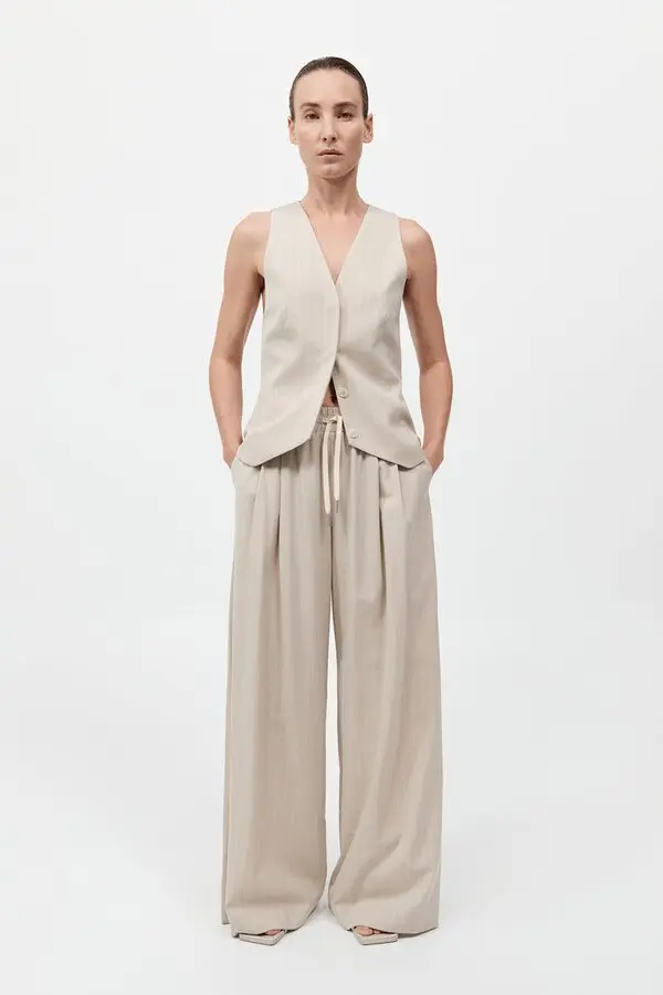 ST AGNI Pinstripe Wool Drawstring Trousers
