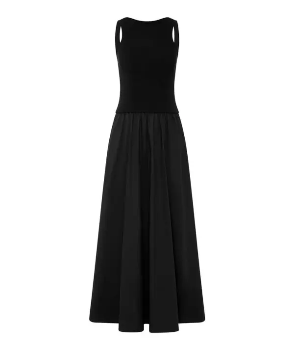 ST. AGNI Bateau Cut Out Maxi Dress - Black