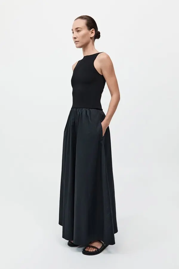 ST. AGNI Bateau Cut Out Maxi Dress - Black