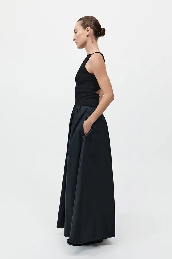 ST. AGNI Bateau Cut Out Maxi Dress - Black