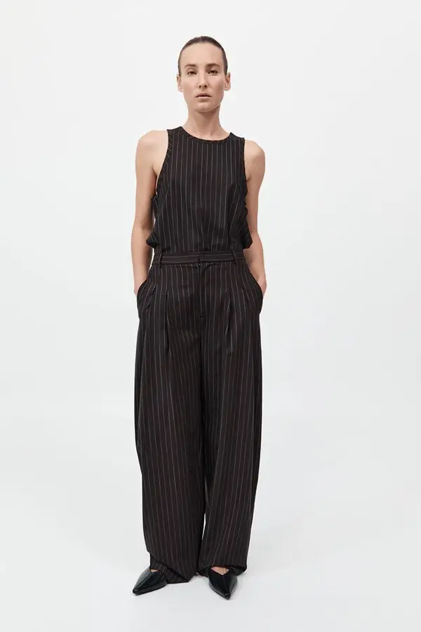 ST AGNI Wool Pinstripe Tapered Pants