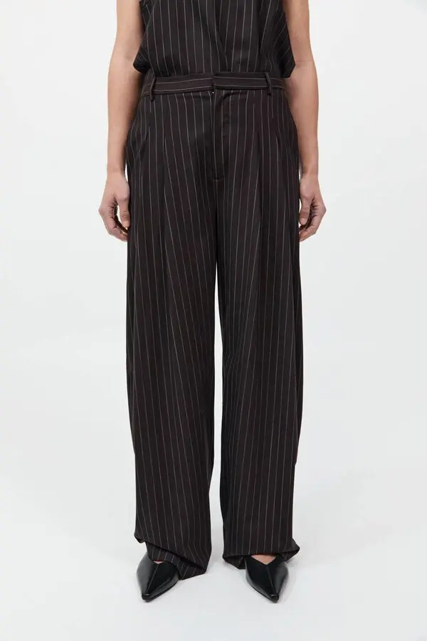 ST AGNI Wool Pinstripe Tapered Pants