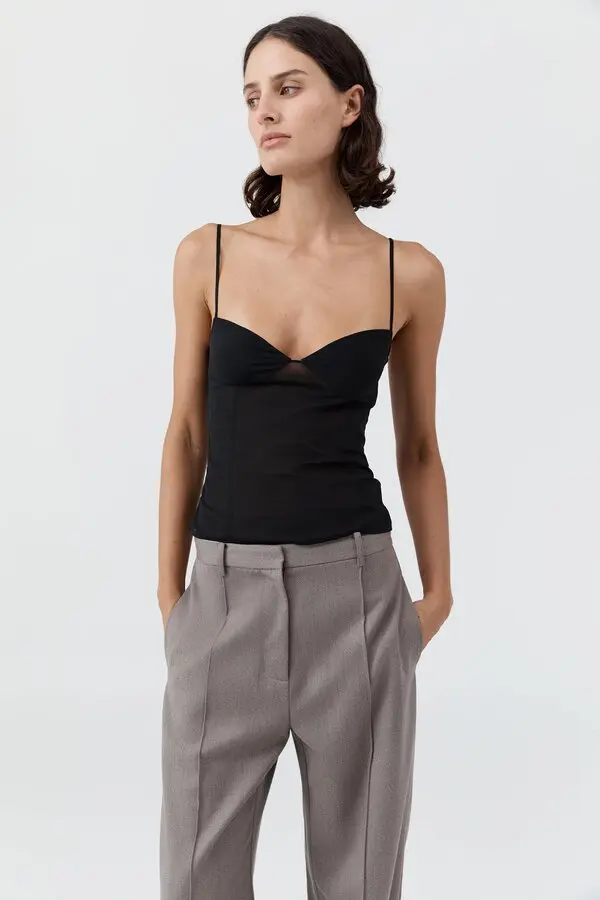 ST. AGNI Silk Cami - Black