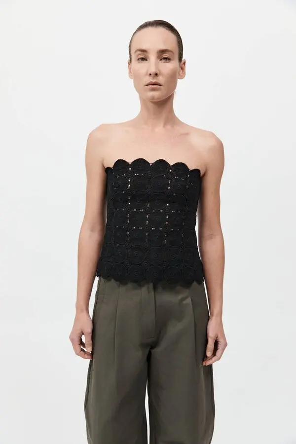 ST. AGNI Doily Strapless Crochet Top