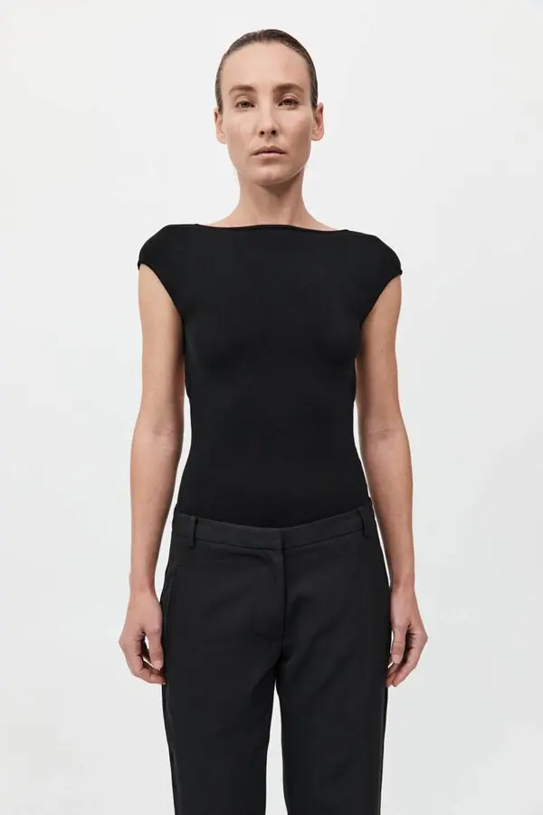 ST. AGNI Sculpted Ballet Knit Top - Black
