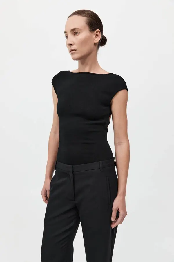 ST. AGNI Sculpted Ballet Knit Top - Black