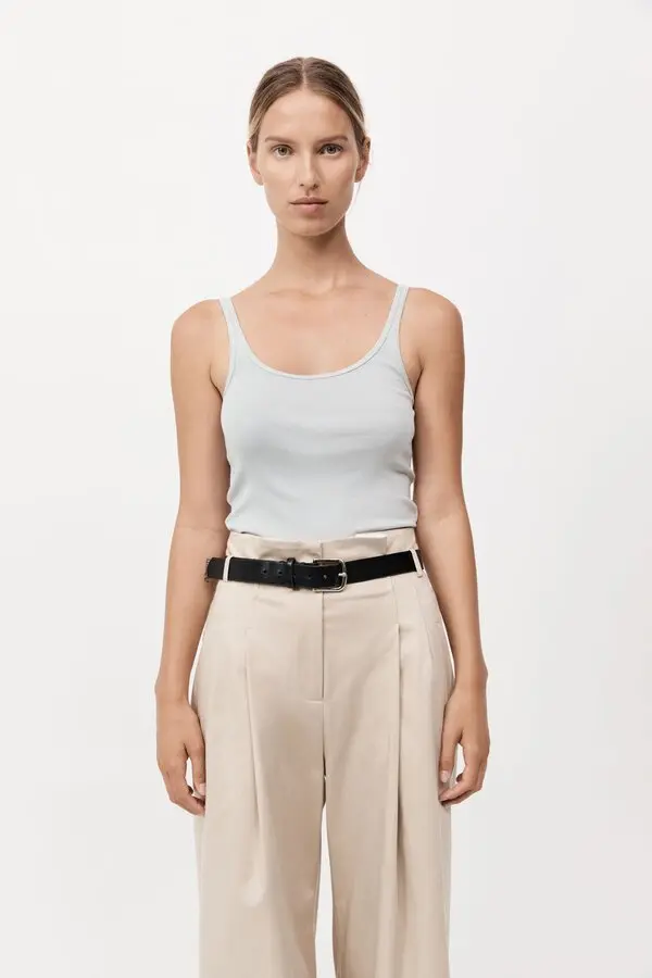 ST. AGNI Organic Cotton Slim Scoop Tank - Silver