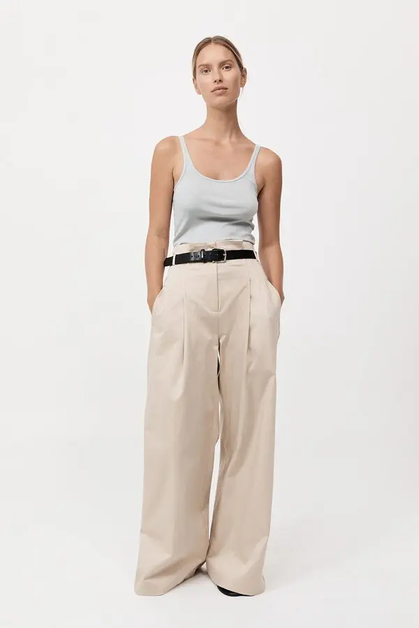 ST. AGNI Organic Cotton Slim Scoop Tank - Silver