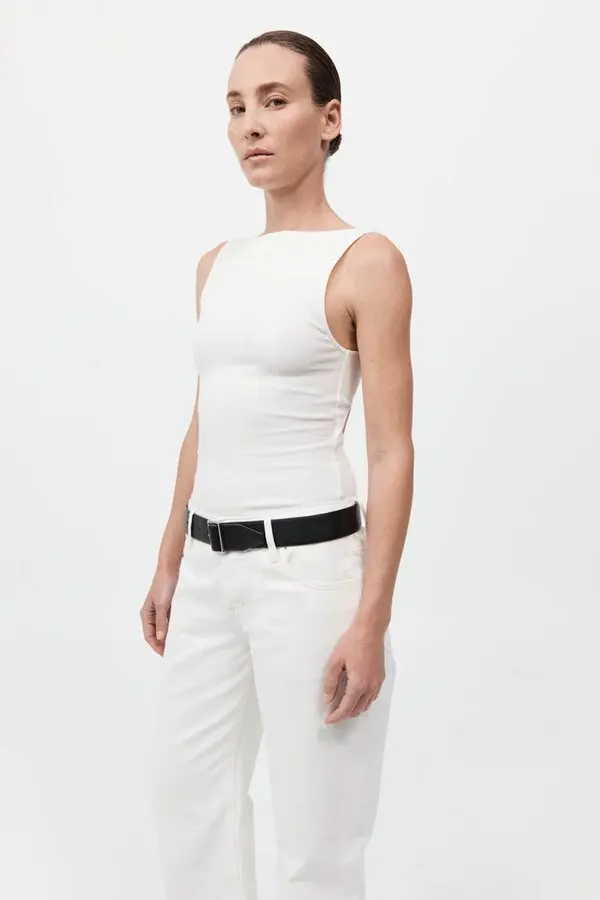 ST. AGNI Rib Bateau Cut Out Top - White