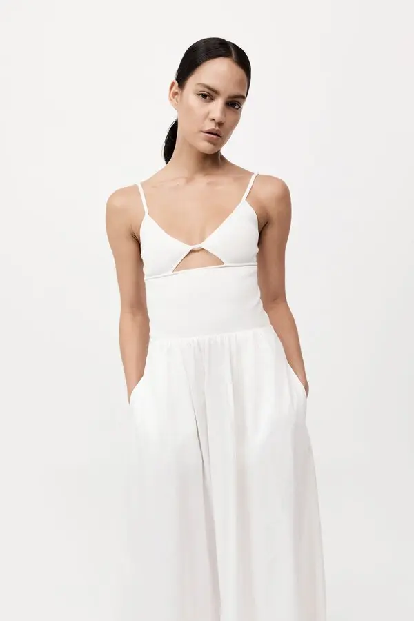 St. Agni Knit Cami Maxi Dress With Cut-Out In White - 69% Off | Editorialist