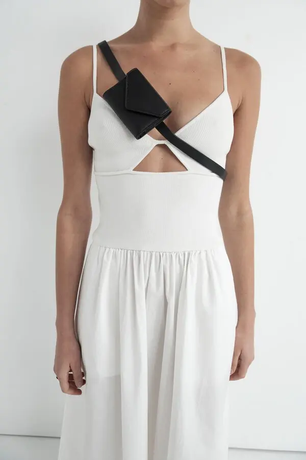 satin cowl back slip midi dress Medea Satin Strapless Cowl Back Midi Dress