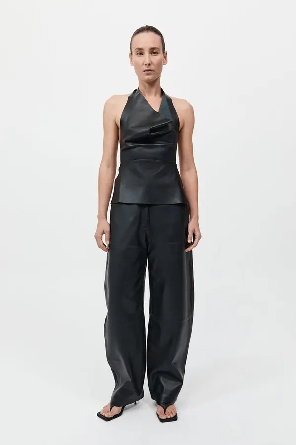 ST. AGNI Leather Tie Top
