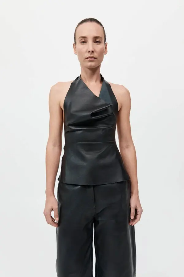 ST. AGNI Leather Tie Top