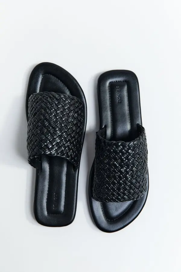 ST. AGNI Woven Leather Slides