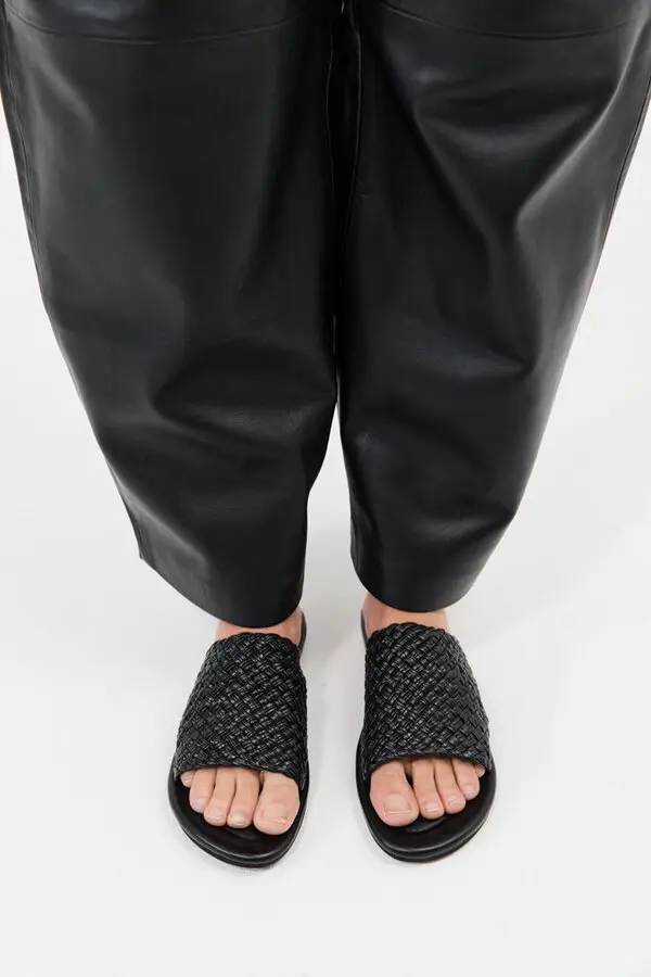 ST. AGNI Woven Leather Slides