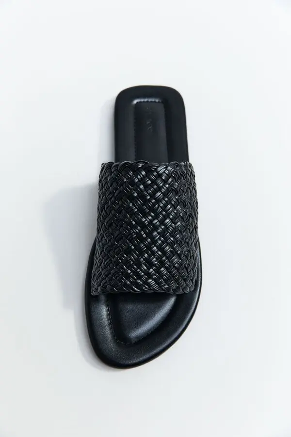ST. AGNI Woven Leather Slides