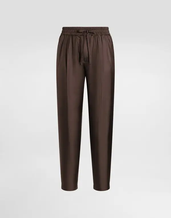 Dolce & Gabbana Silk Twill Jogging Trousers - Brown