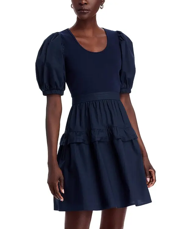SINGLE THREAD Puffed Sleeve Dress - Navy