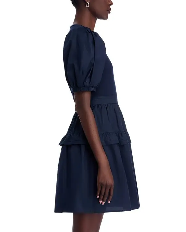 SINGLE THREAD Puffed Sleeve Dress - Navy