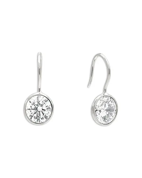 Shashi Bezel Drop Earrings - Silver