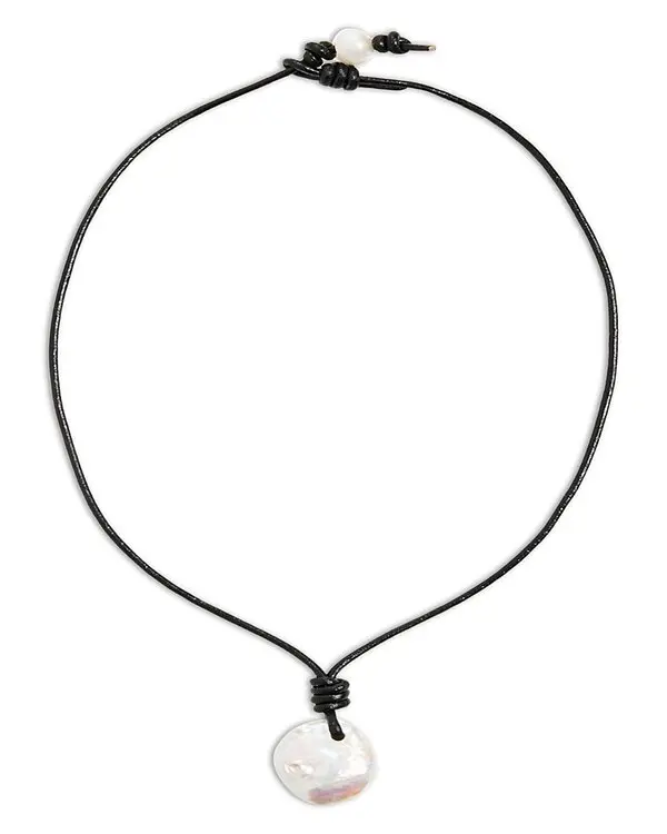 Shashi Clea Cord Pearl Necklace - Black/pearl