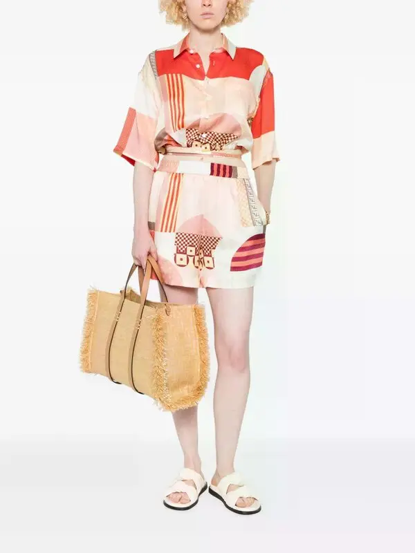 Fendi Patchwork-print Silk Shorts