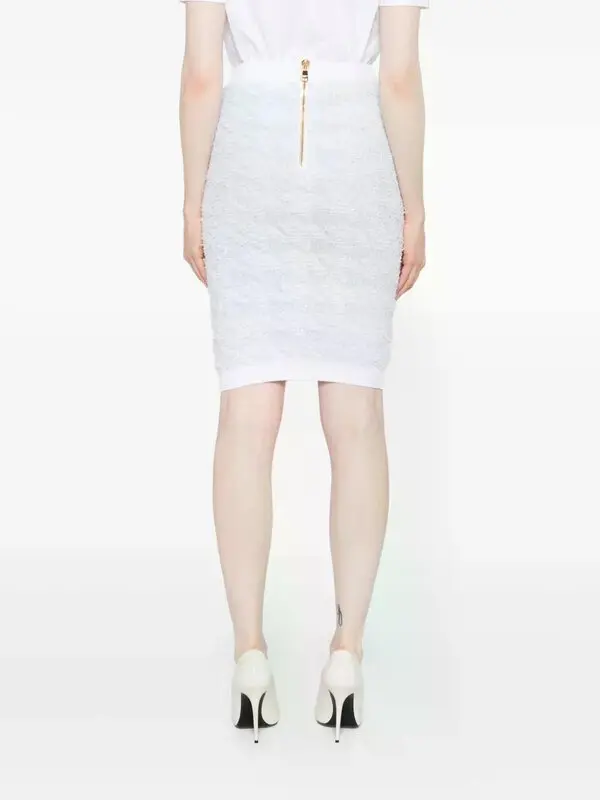 Balmain Buttoned Tweed Midi Skirt - Blue