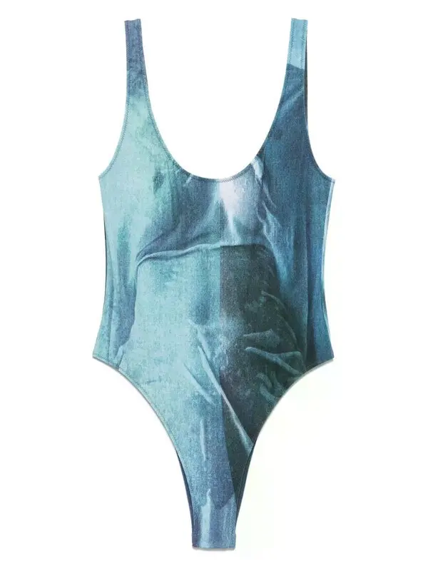 Jean Paul Gaultier Abstract-print One-piece Swimsuit - Blue