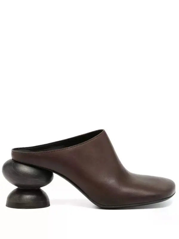 UMA WANG 75mm Stone Mules - Brown