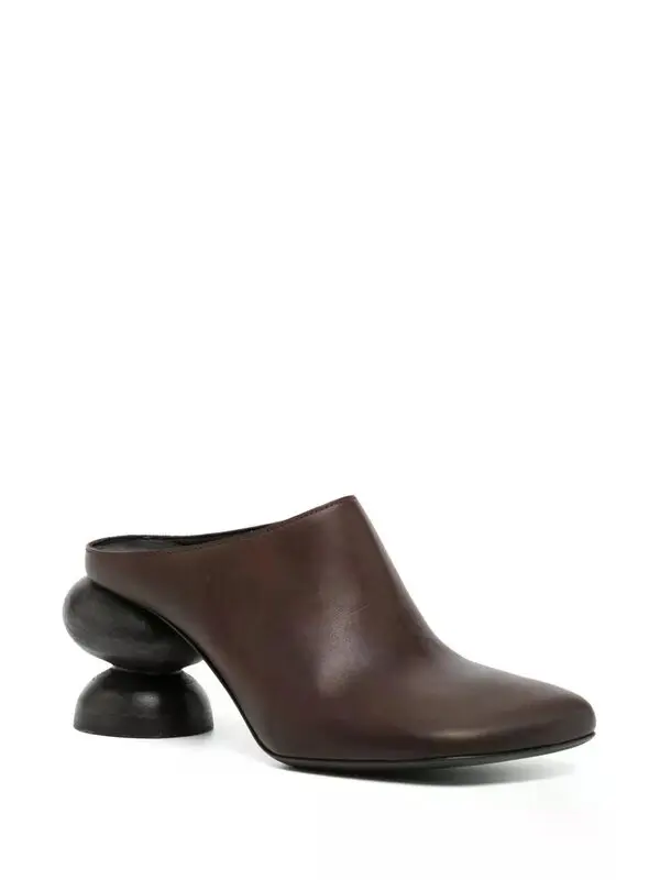 UMA WANG 75mm Stone Mules - Brown