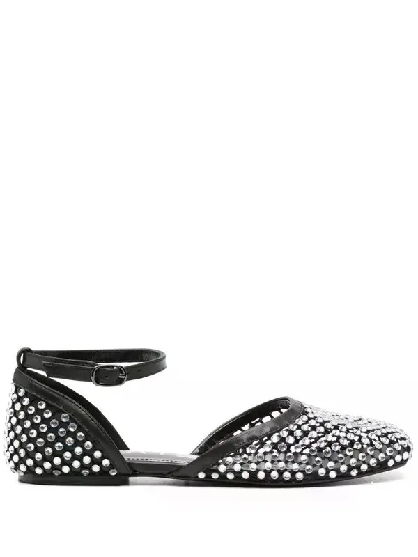 STRATEGIA SHOES Crystal-embellished Ballet Flats - Black