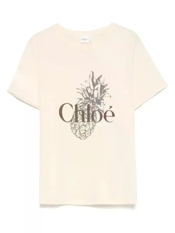 Chloé Logo Cotton T-shirt - Neutrals