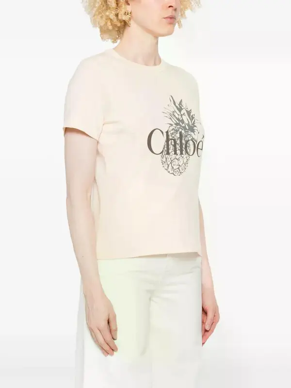 Chloé Logo Cotton T-shirt - Neutrals