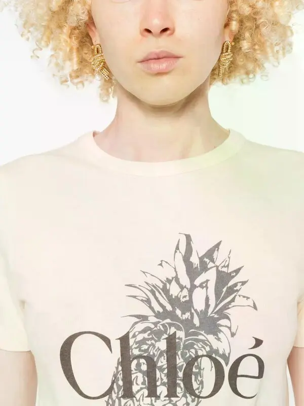 Chloé Logo Cotton T-shirt - Neutrals