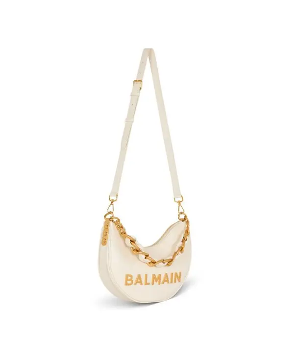Balmain 1945 Soft Moon Crinkled Calfskin Leather Bag