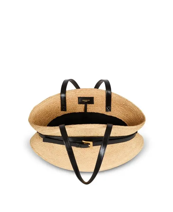 Balmain Shuffle Medium Raffia Bag