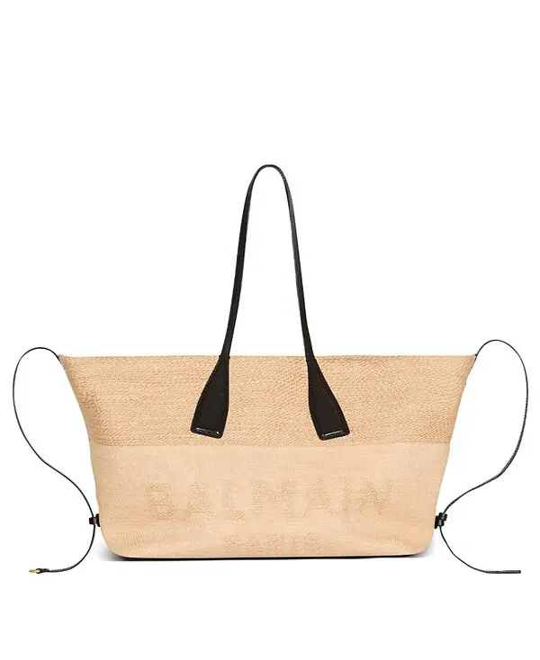 Balmain Track Raffia Tote - Brown