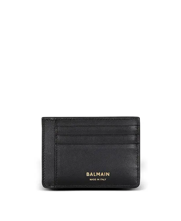 Balmain Anthem Calfskin Leather Card Holder - Black