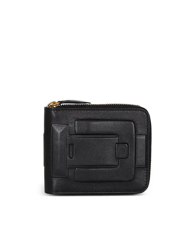 Balmain Anthem Calfskin Leather Card Holder - Black