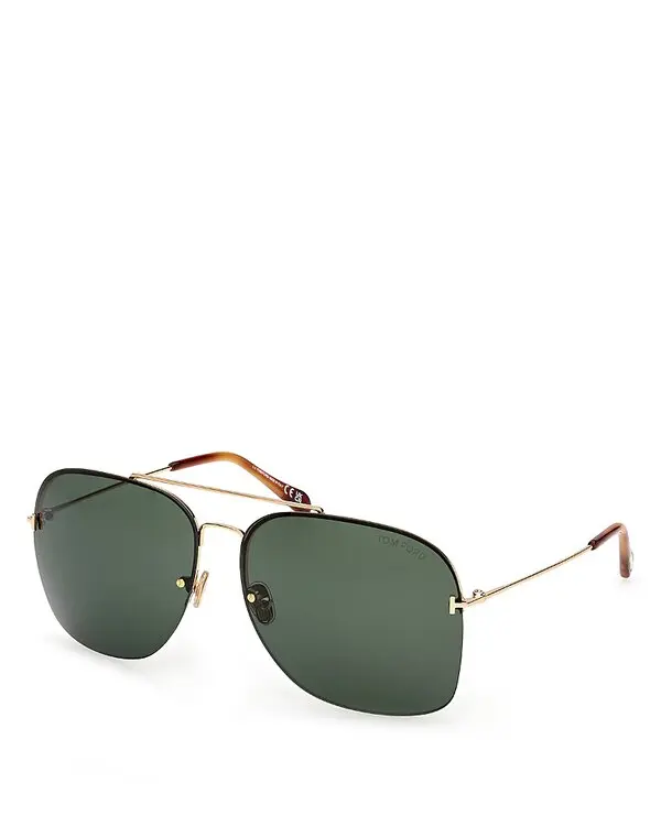 TOM FORD Pilot Sunglasses 64mm - Gold/green