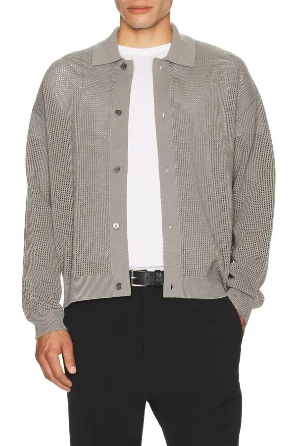 FRAME Open Knit Cardigan - Cloud Grey