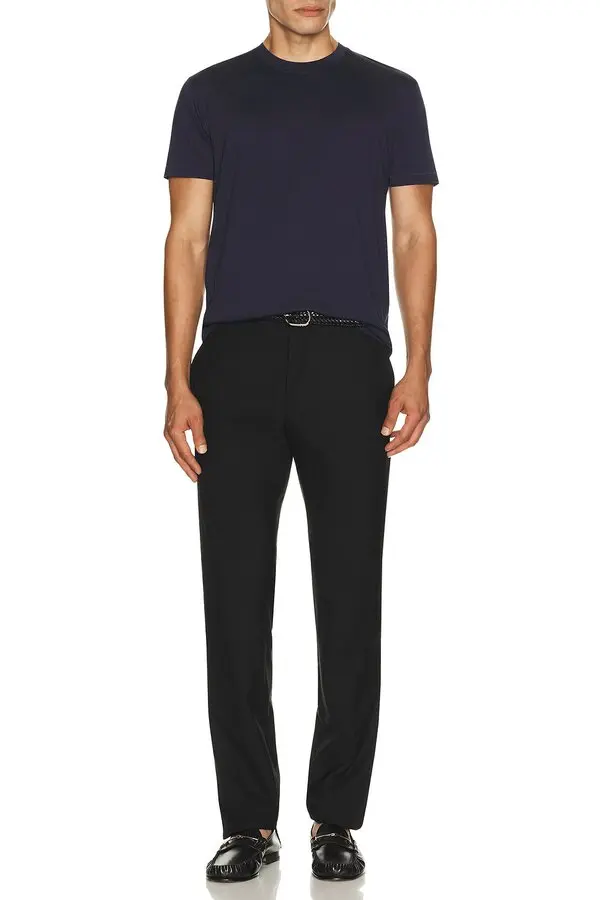 TOM FORD Lyocell Cotton Short Sleeve Crew Neck In Blue - Ocean Cavern