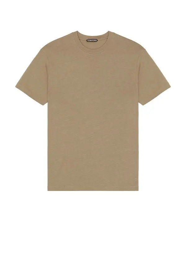 TOM FORD Crew Neck Tee In Olive - Olive Green