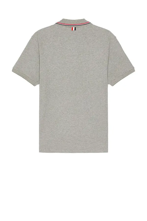 Thom Browne Short Sleeve Rib Polo In Grey