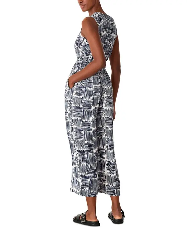 Whistles Petites Hatched Squares Jumpsuit - Navy/multi