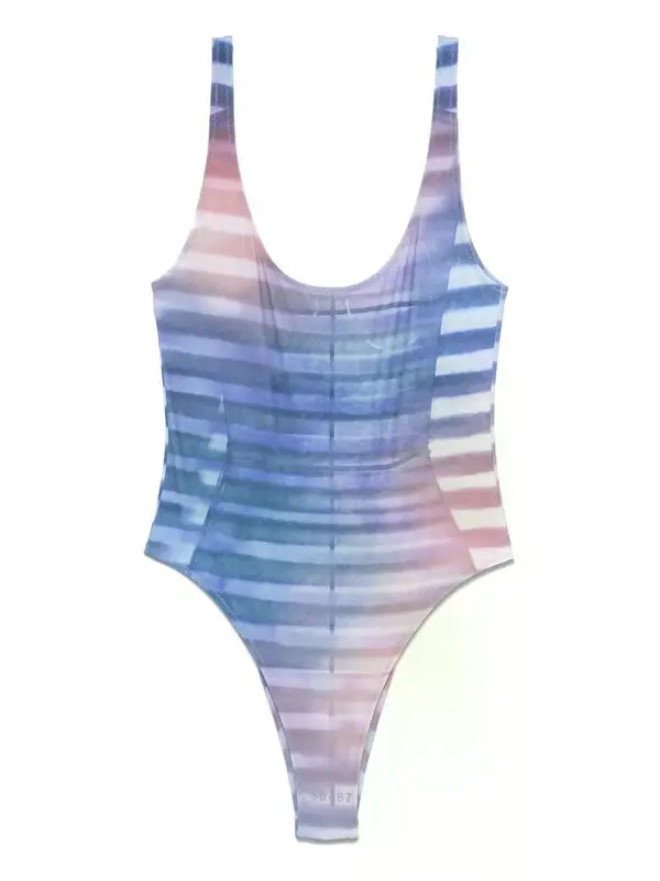 Jean Paul Gaultier Striped Sleeveless Swimsuit - Blue