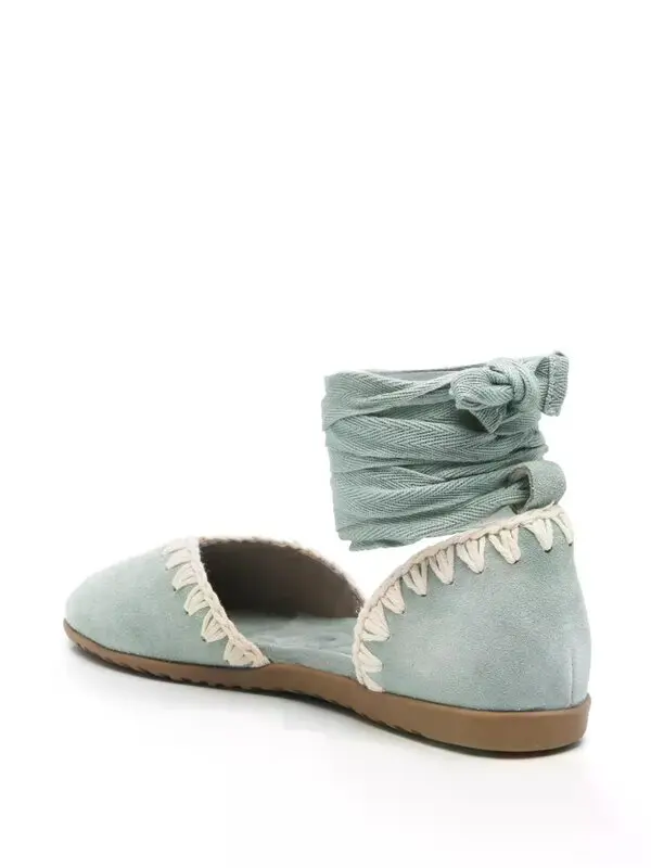 Mou Suede Ballet Flats With Lace-up Fastening - Blue