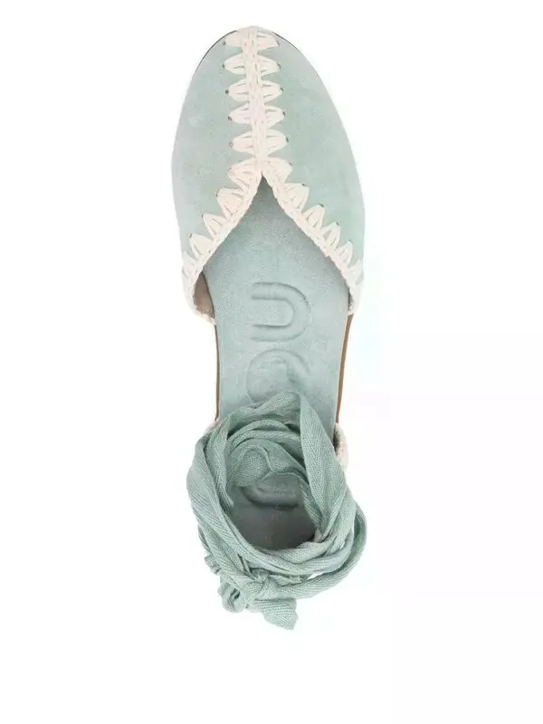 Mou Suede Ballet Flats With Lace-up Fastening - Blue